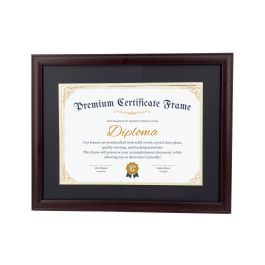 Dark Brown Wood Diploma Frame with Glass Cover