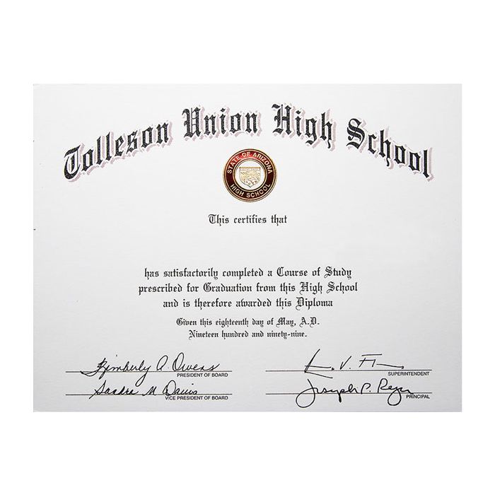 Custom Diploma - Thermo or Flat Print with Foil Stamping
