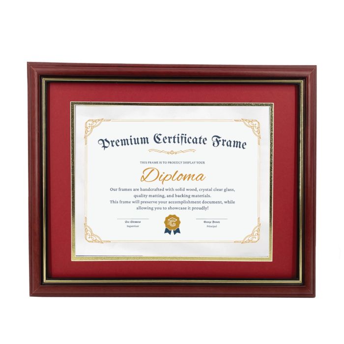 Wood Diploma Frame with Glass Cover