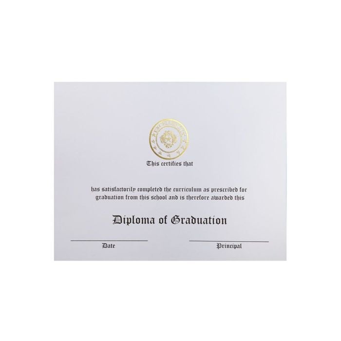 Gold Foiled White Stock Diplomas