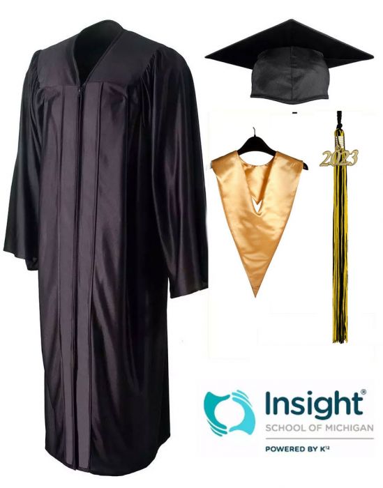 Insight School of Michigan Graduation Cap, Gown, Tassel & V-Stole