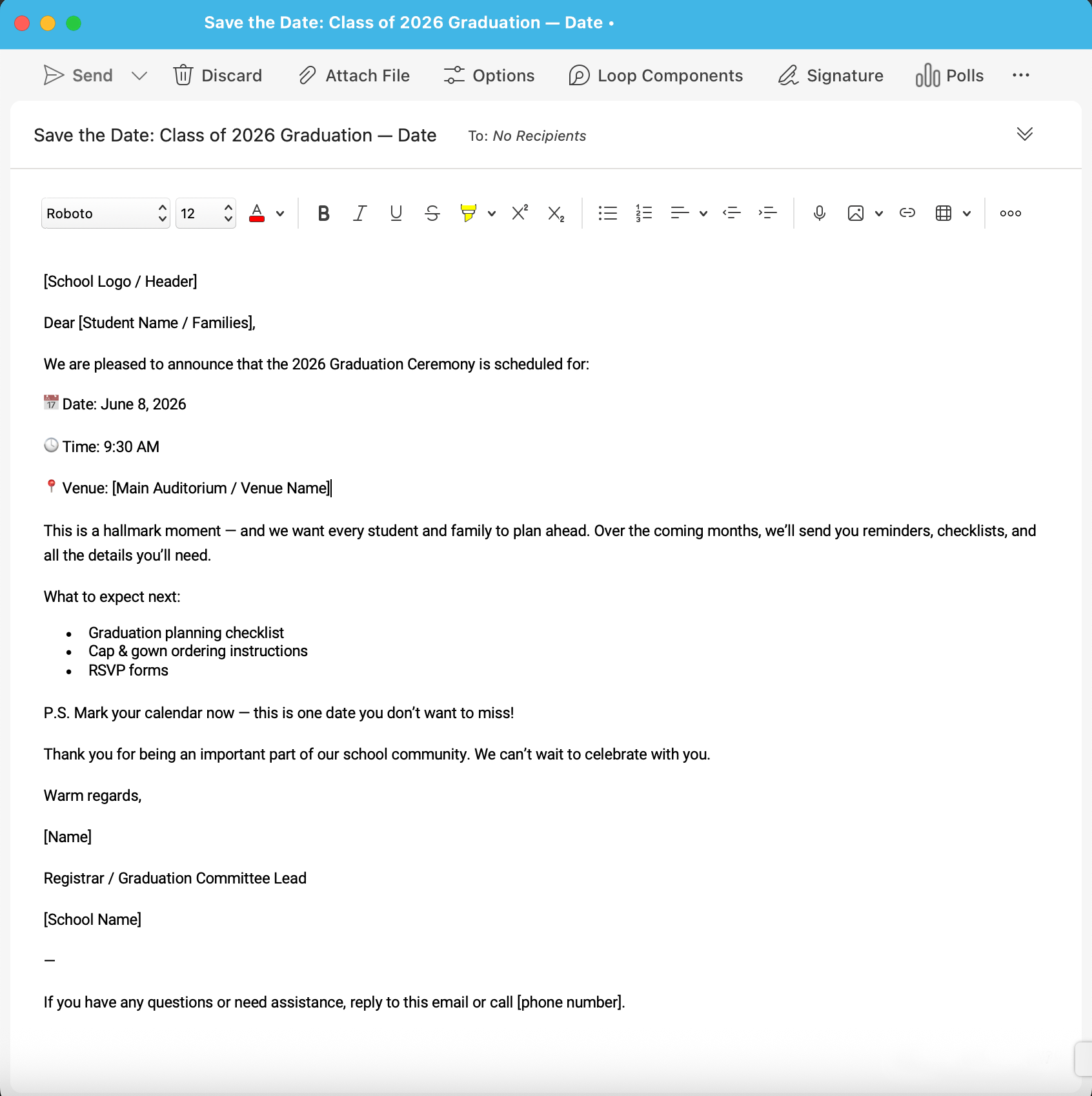 Graduation Communication Blueprint for Schools